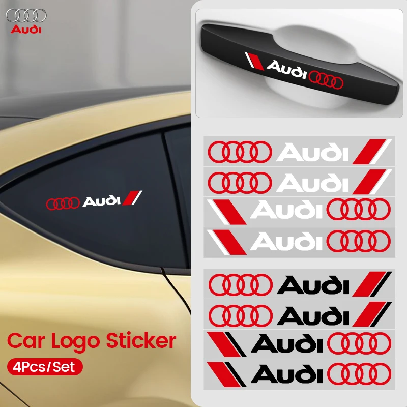 4PCS-Car-Door-Handle-Sticker-Auto-Badge-Accessories-for-Audi-QUATTRO ...