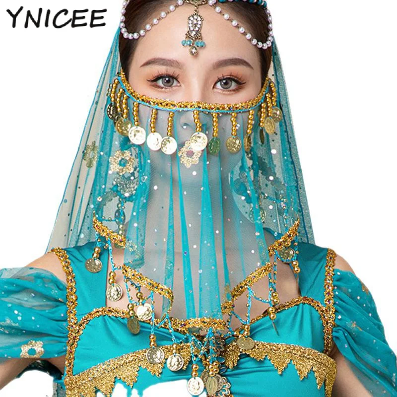 Women-Sequins-Belly-Dance-Face-Veil-Lady-Indian-Dance-Face-Tribal ...