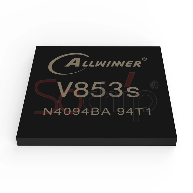 2022 Allwinner V853s SIP128MB DDR AI IC 칩, 3 핵 이기종 1T NPU A7 + RSIC V 1.2G 600MHz 지원, 5M30fps ...