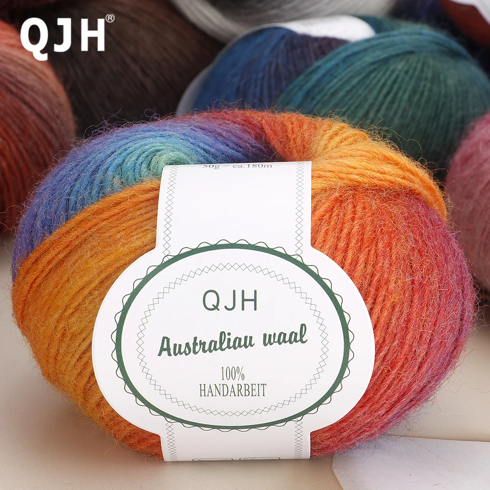 Luxury-Worsted-Rainbow-Soft-Icelandic-Yarn-Wool-Gradient-Multi-Color ...