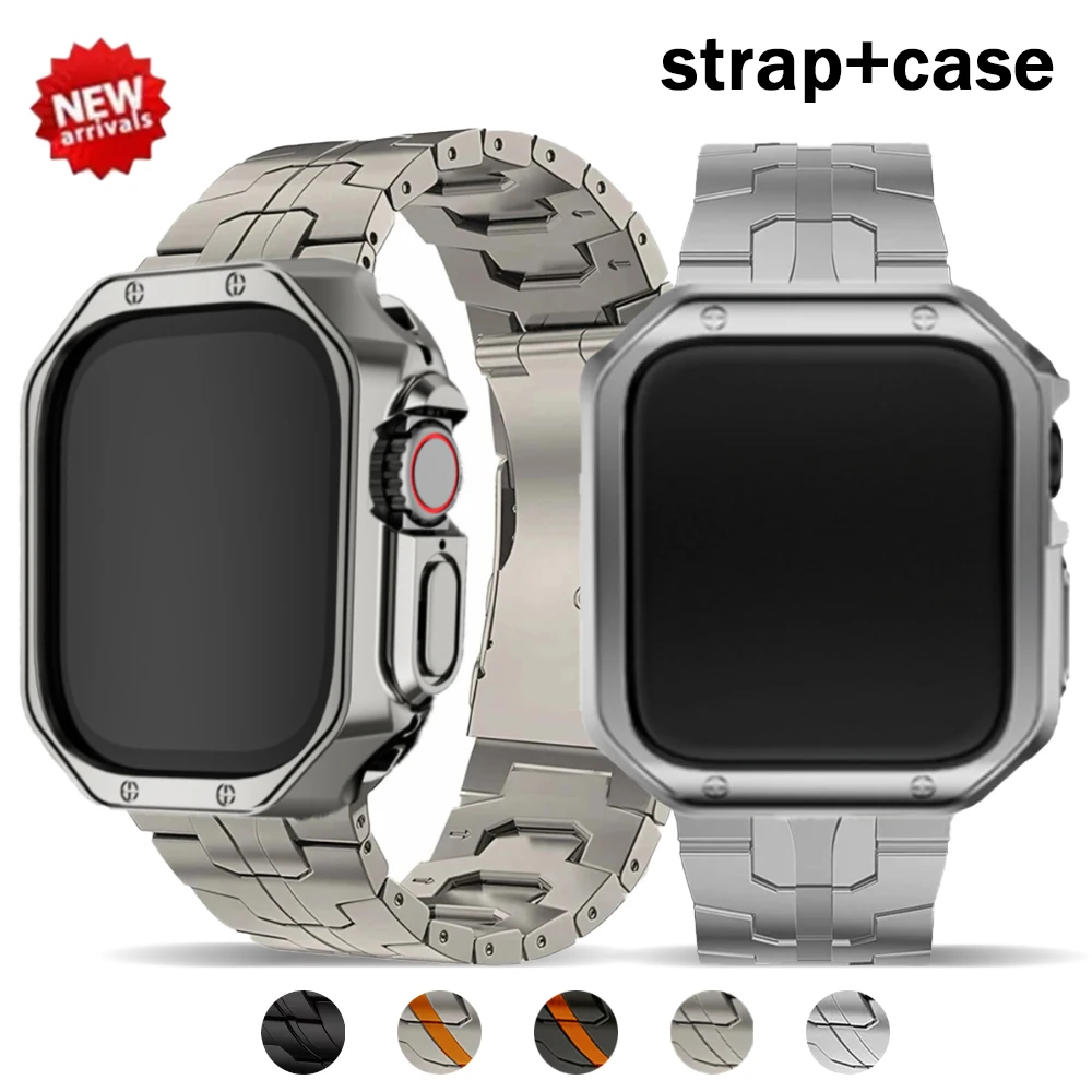 TPU Case+Strap for Apple Watch Band 46mm 42mm Titanium Wrist Bracelet ...