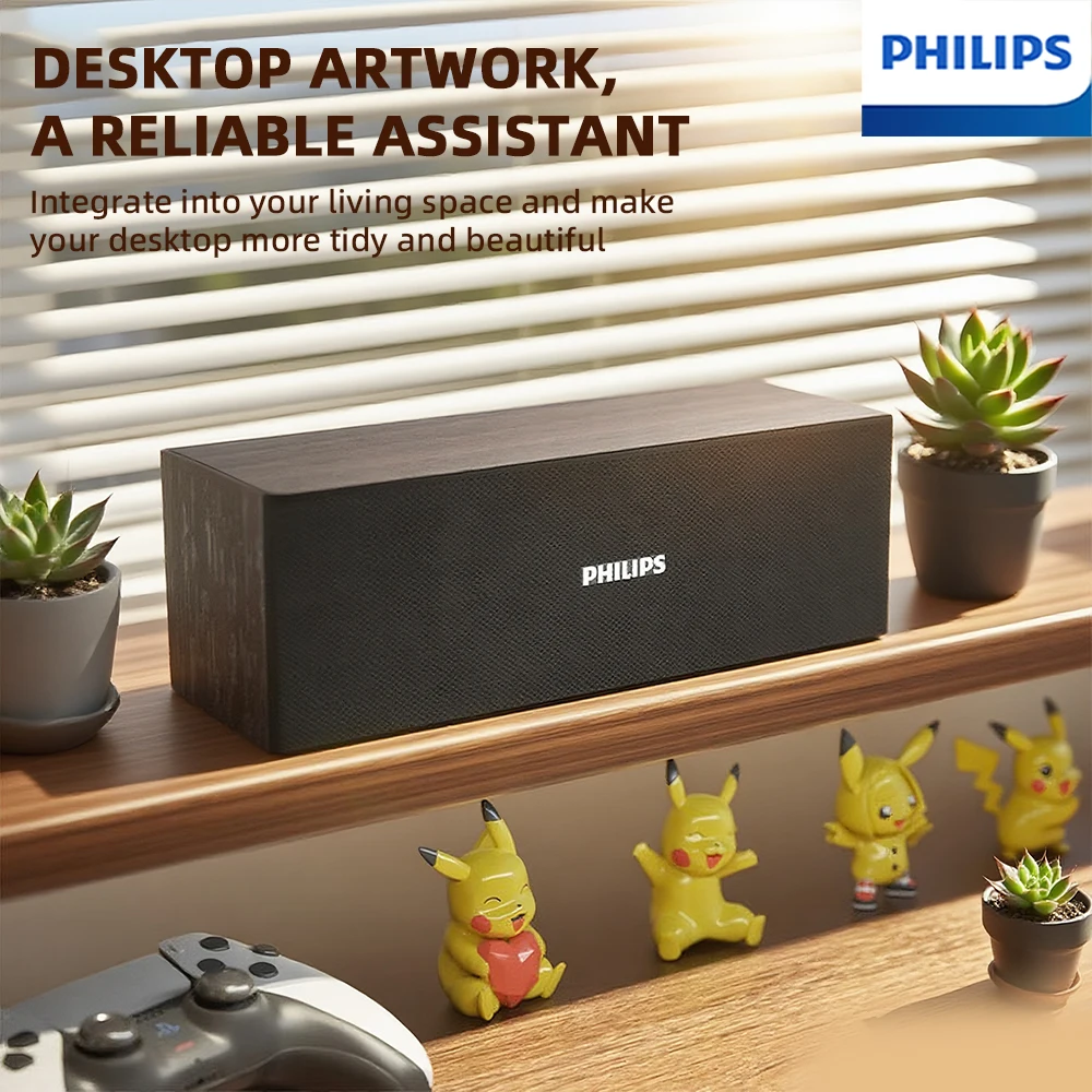 PHILIPS 3609 Wooden Wired/BT5.3 Duel Modes Speaker 53mm Driver Pure ...