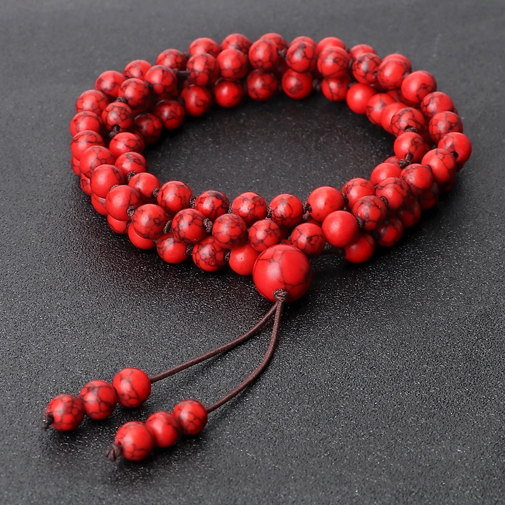 Lucky Red Color Beded Bracelets For Women Men Charms Natural Red Stone ...