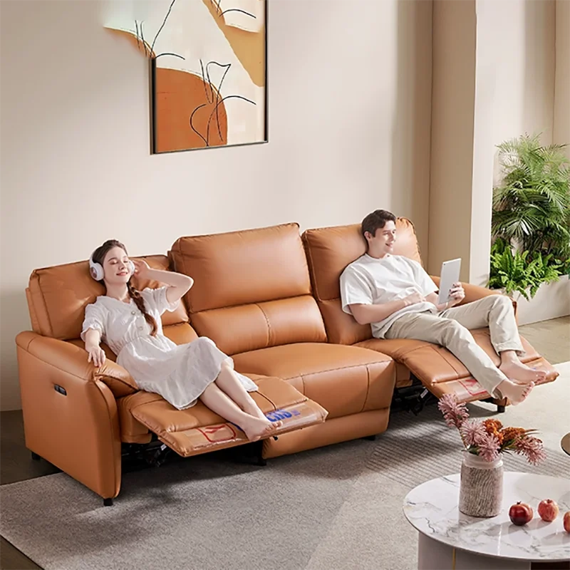 Sof-reclinable-de-cuero-blanco-para-sala-de-estar-mueble-de-oficina-escritorio-seccional-teatro ...