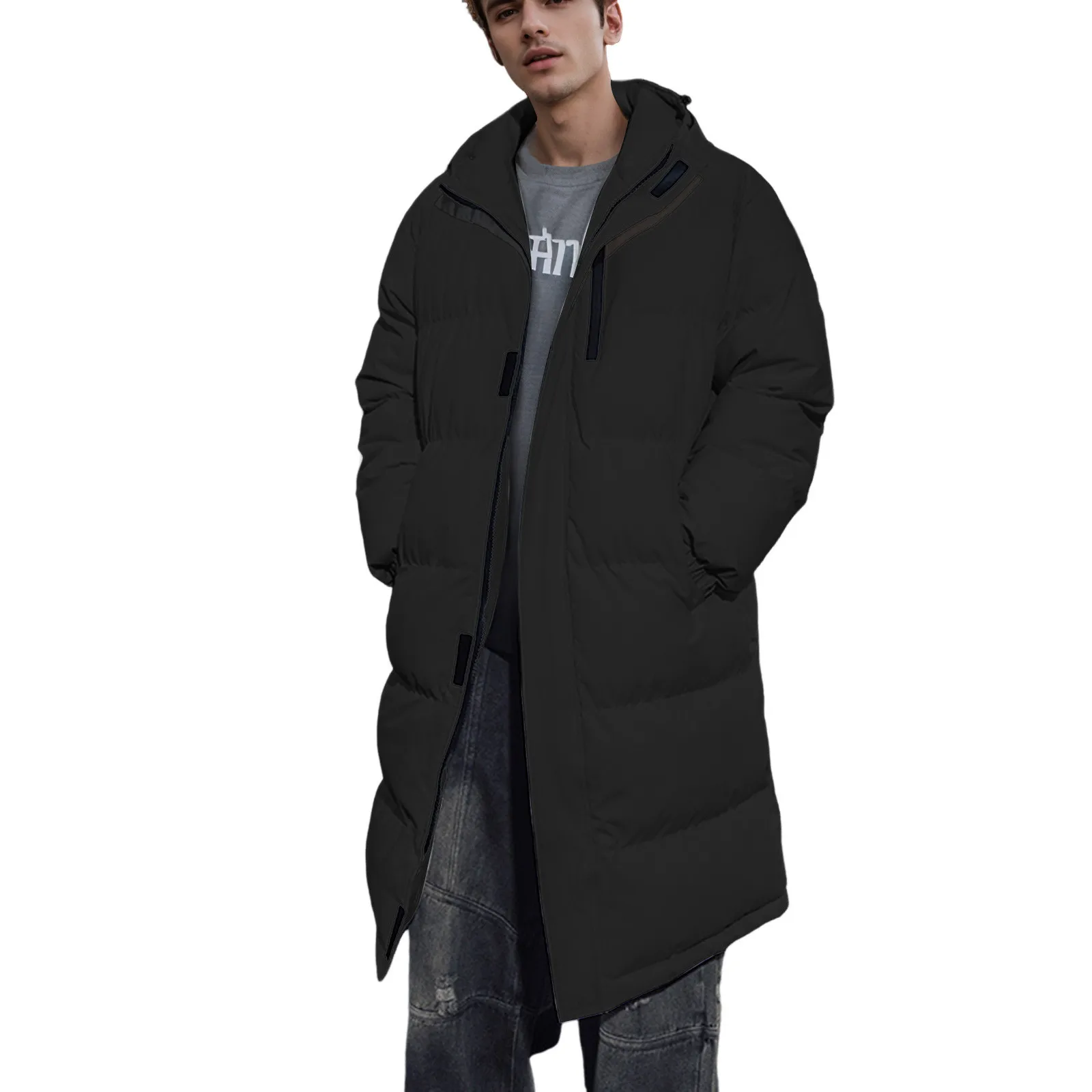 Stylish-Men-Long-Jacket-Outerwear-Hooded-Down-Puffer-Jacket-Coat-Cotton ...