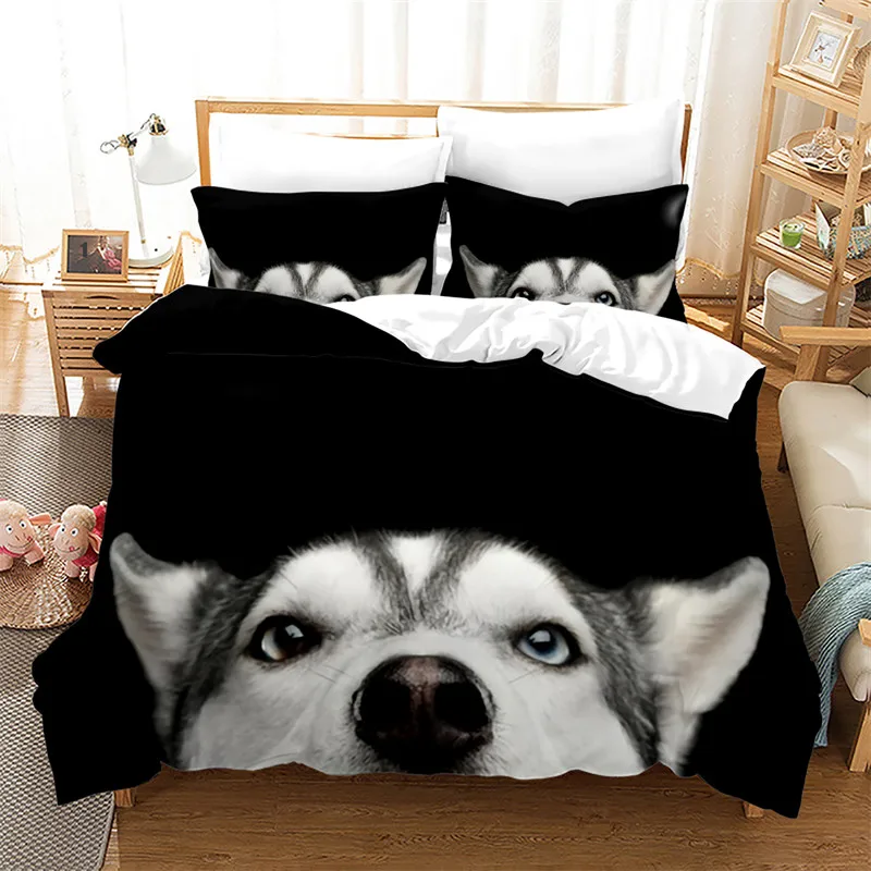 Cute Dog Duvet Cover Microfiber Lovely Puppy Pet Comforter Cover Animal Theme Bedding Set Single ...