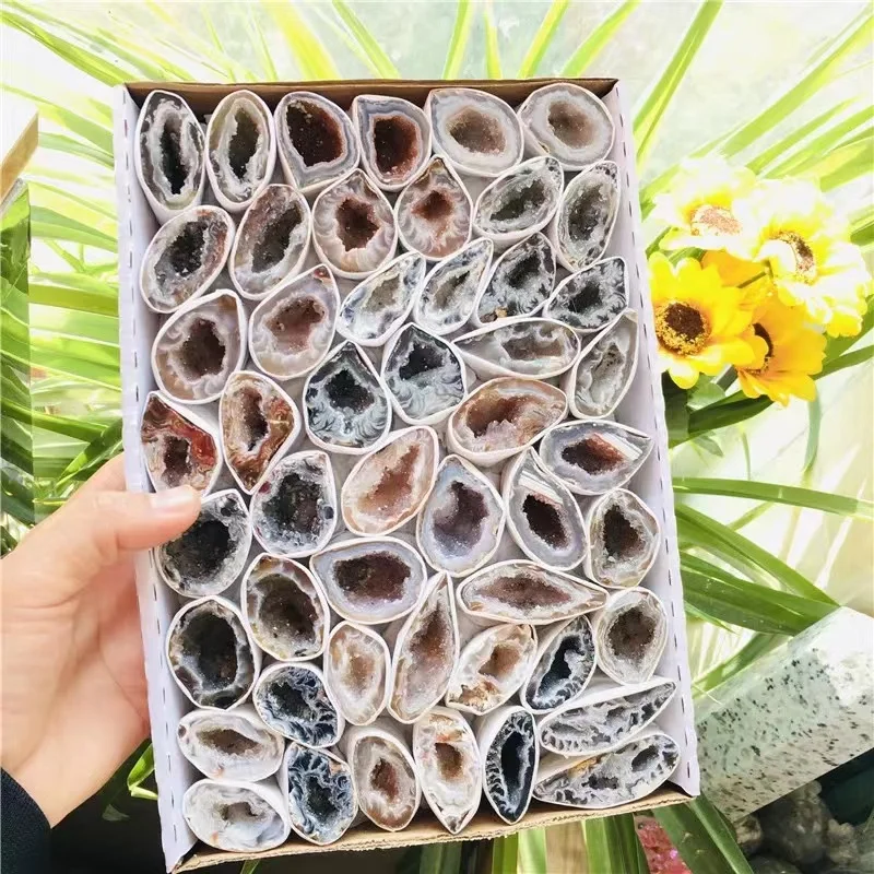 Natural Agate Geode Gemstone Crystal Box For Home Decoration Reiki ...