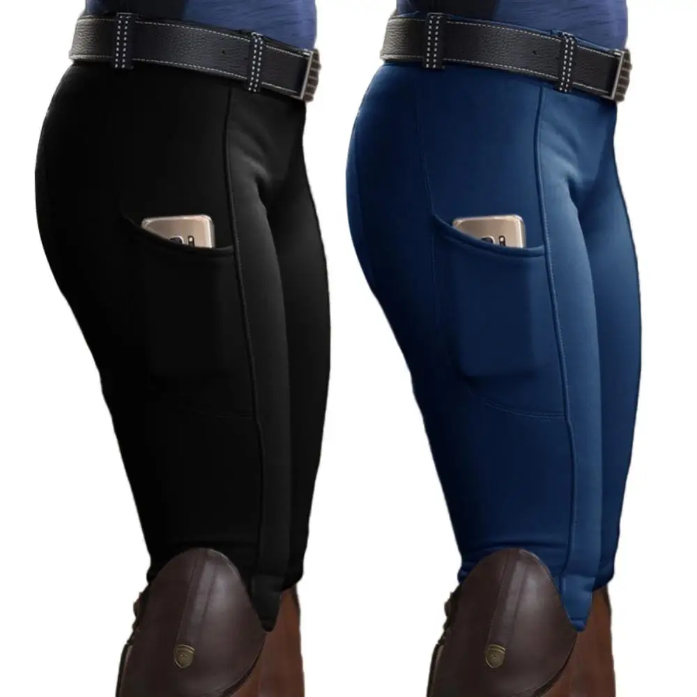 Pants-Solid-Color-Elastic-Women-Trousers-Pocket-Hip-Lift-Equestrian ...