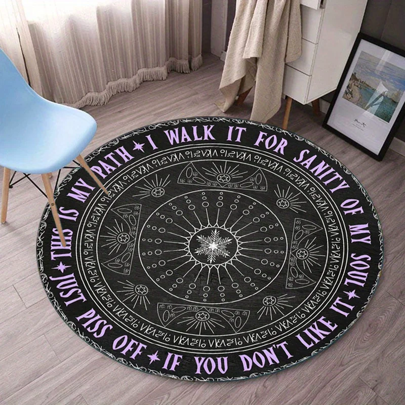 Witch circle spell path quote round rug plush carpet bedroom living ...
