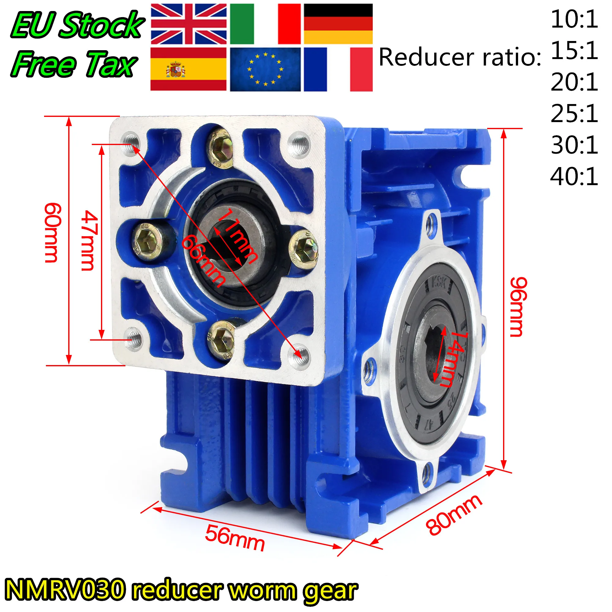 EU NO Tax Worm Gear Reducer NMRV030 High Torque Gearbox Reducer Input ...
