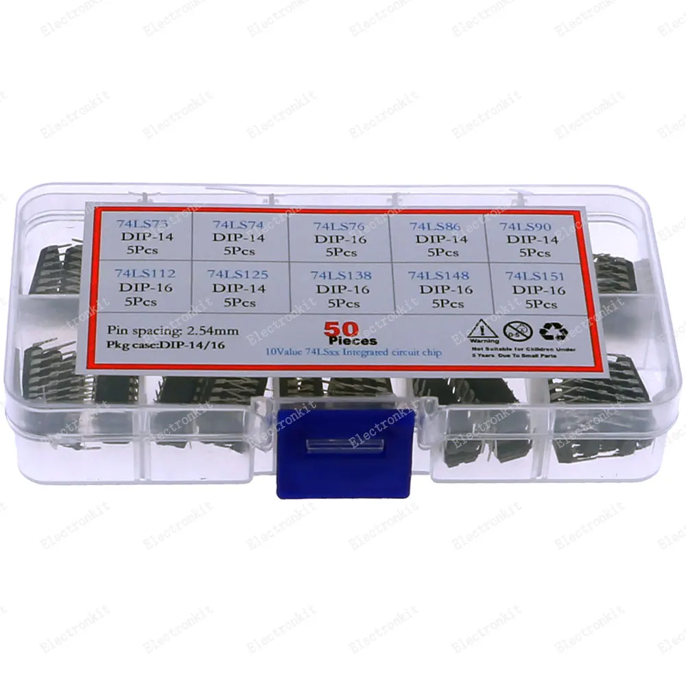 50Pcs IC Integrated Circuit Chip Assortment Kit Box 74LS73 74LS74 ...