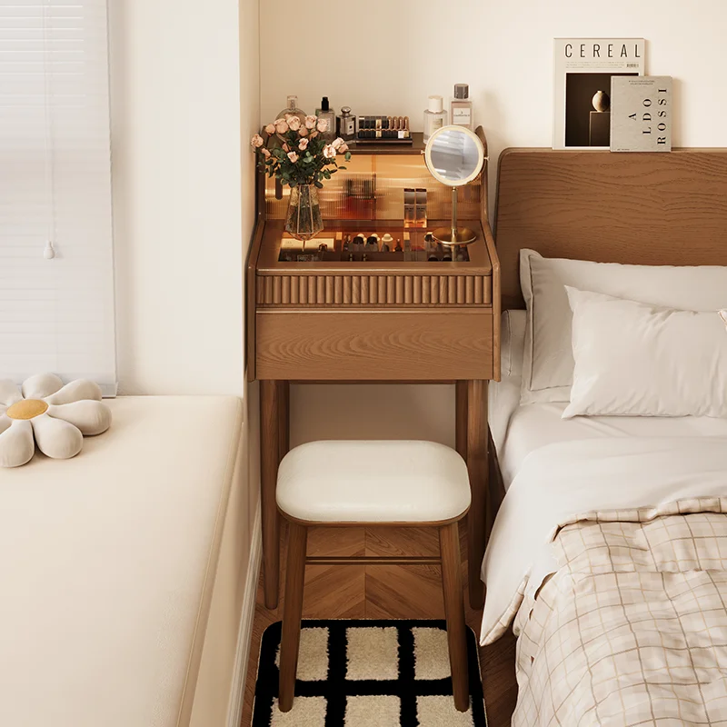 Solid Wood Mini Dressing Table Ultra Narrow Dressing Table Dresser with ...