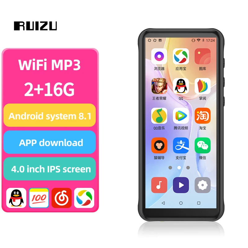 RUIZU-reproductor-MP4-Z80-dispositivo-con-Android-8-1-WiFi-16G ...