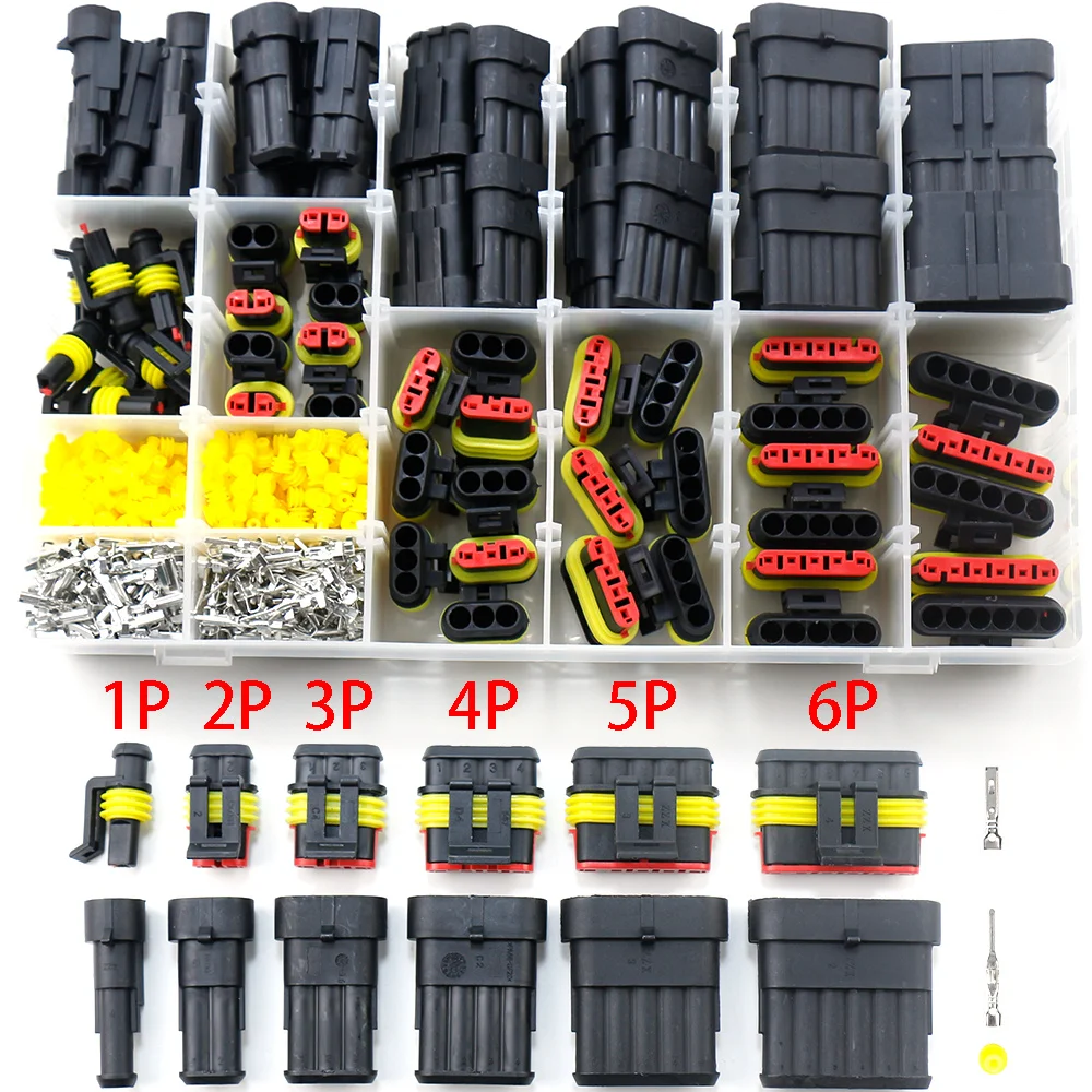 708/352PCS 1 6 Pins Car Electrical Wire Connector Waterproof Seal ...
