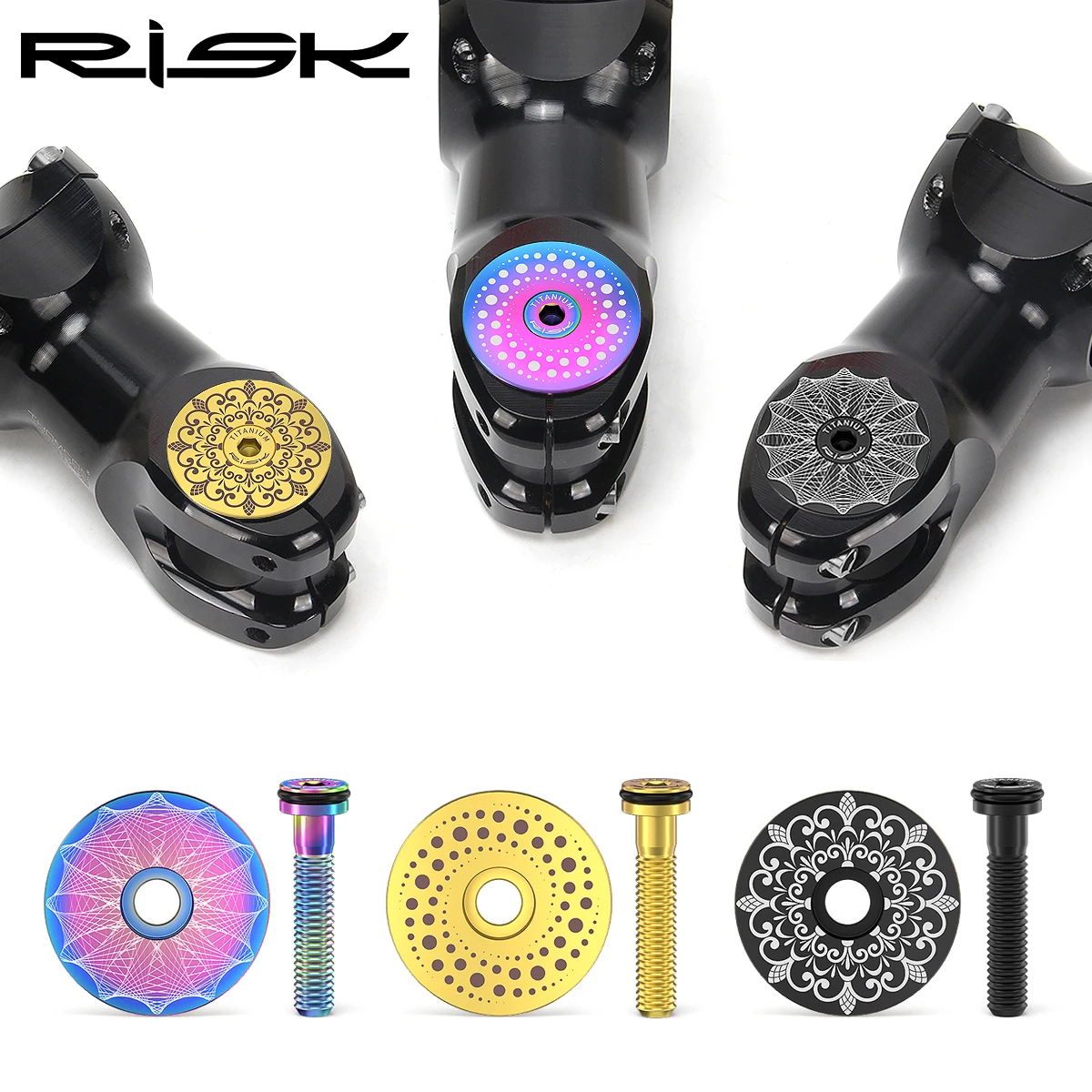 RISK-Bicycle-Stem-Top-Cap-Headset-Cover-Titanium-Alloy-Bolt-Road-MTB ...
