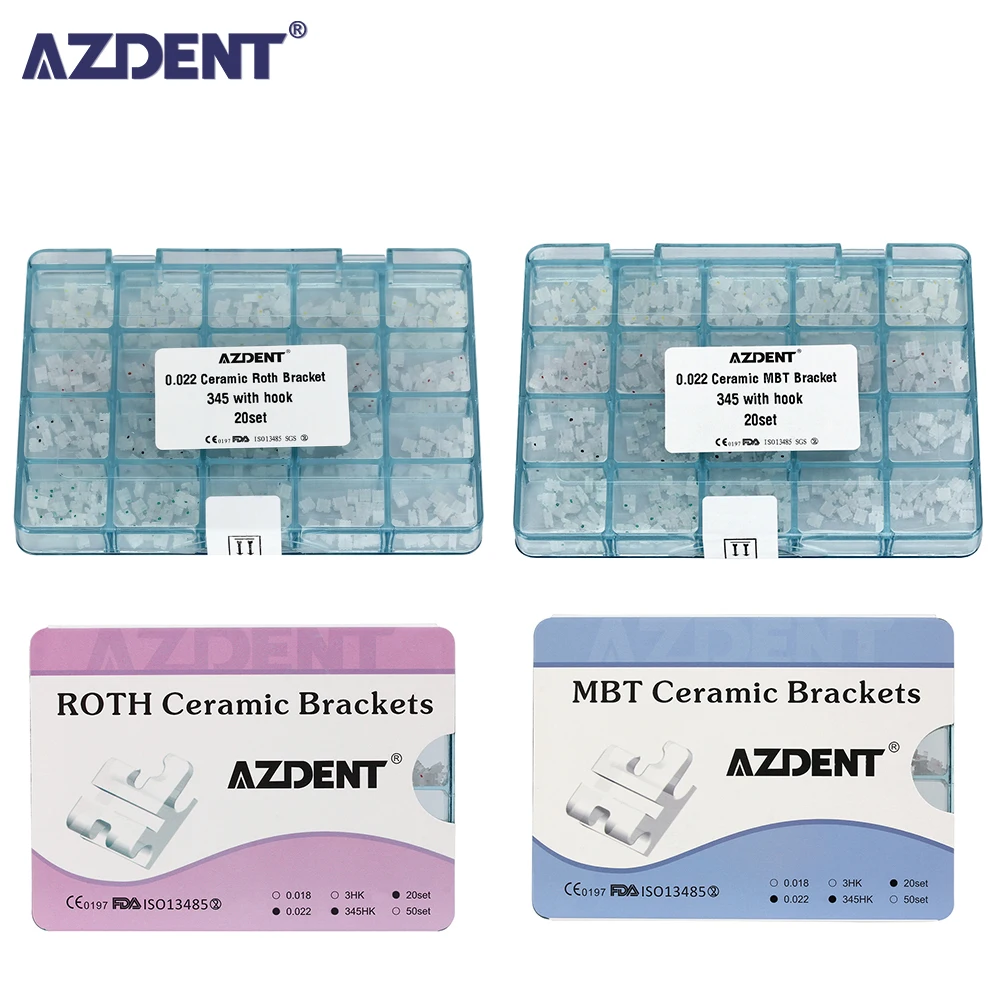 AZDENT 20Sets/400PCS Dental Orthodontic Ceramic Mesh Base Brackets ROTH ...