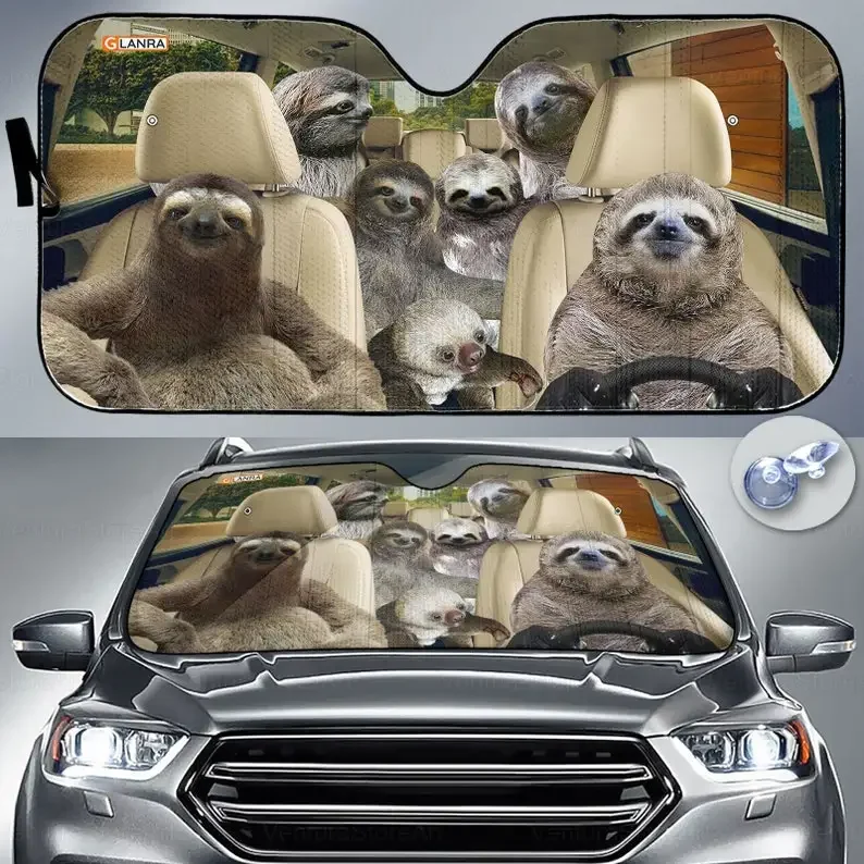 Sloth-Family-Car-Sunshade-Sloth-Car-Decoration-Sloth-Gift-Auto-Sun ...