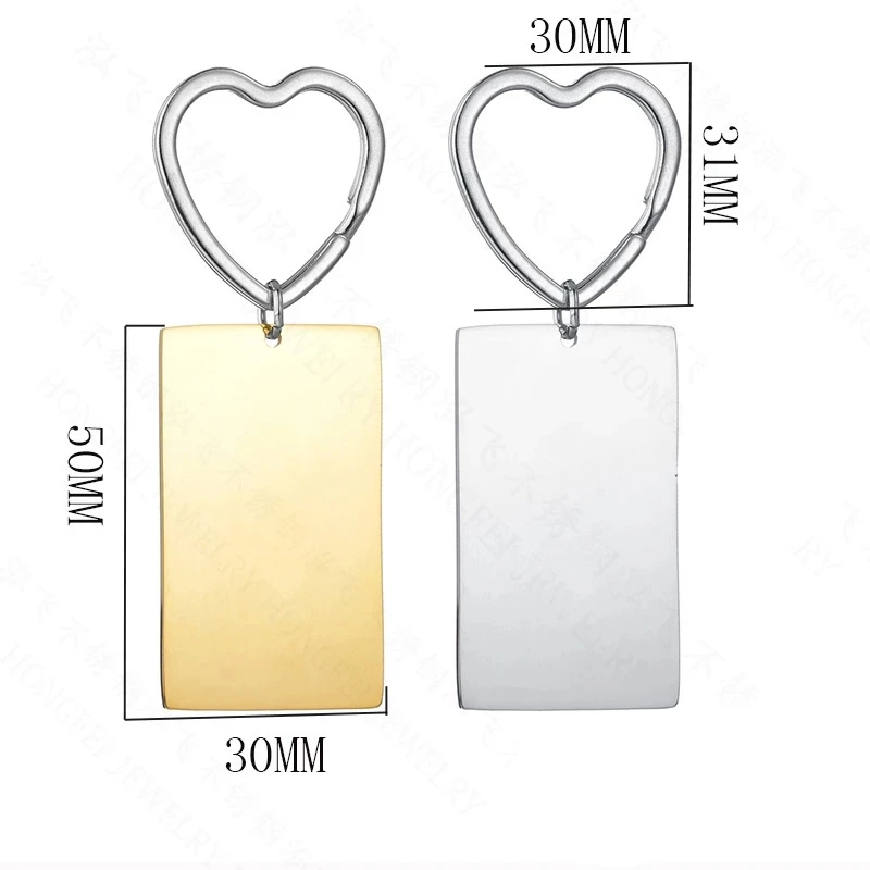 10PCS-Stainless-Steel-Rectangle-Heart-Keychain-Blank-For-Engrave-Metal ...