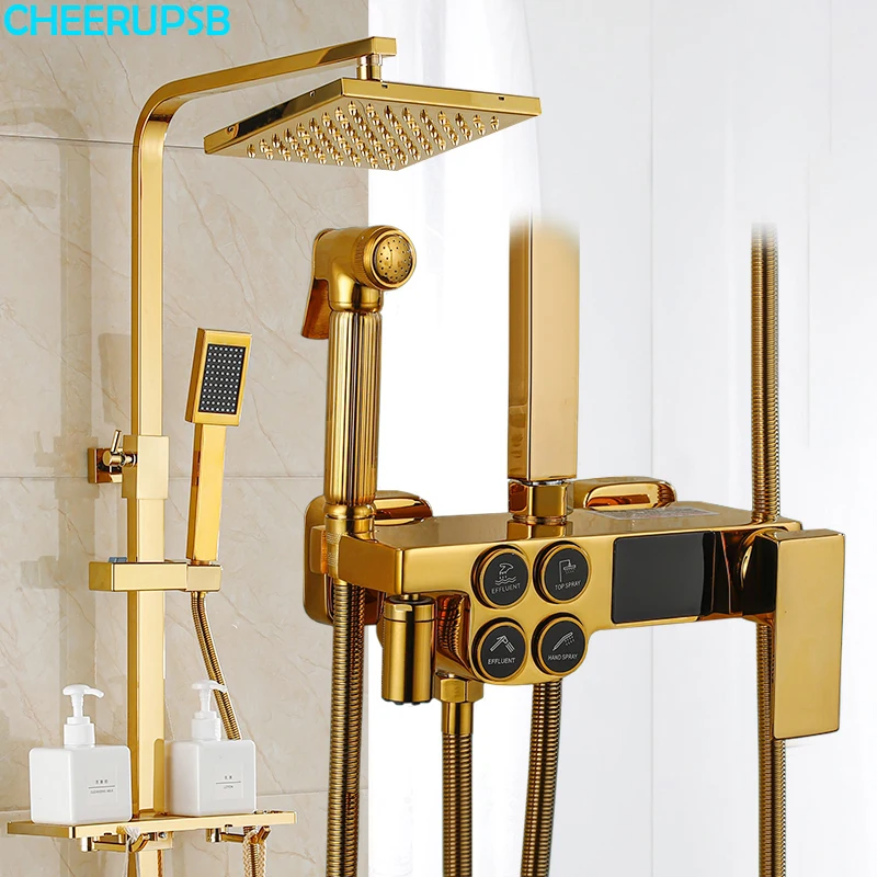 Luxury-Gold-Rain-Shower-Set-Bathroom-Hot-Cold-Thermostatic-Mixer-Shower ...