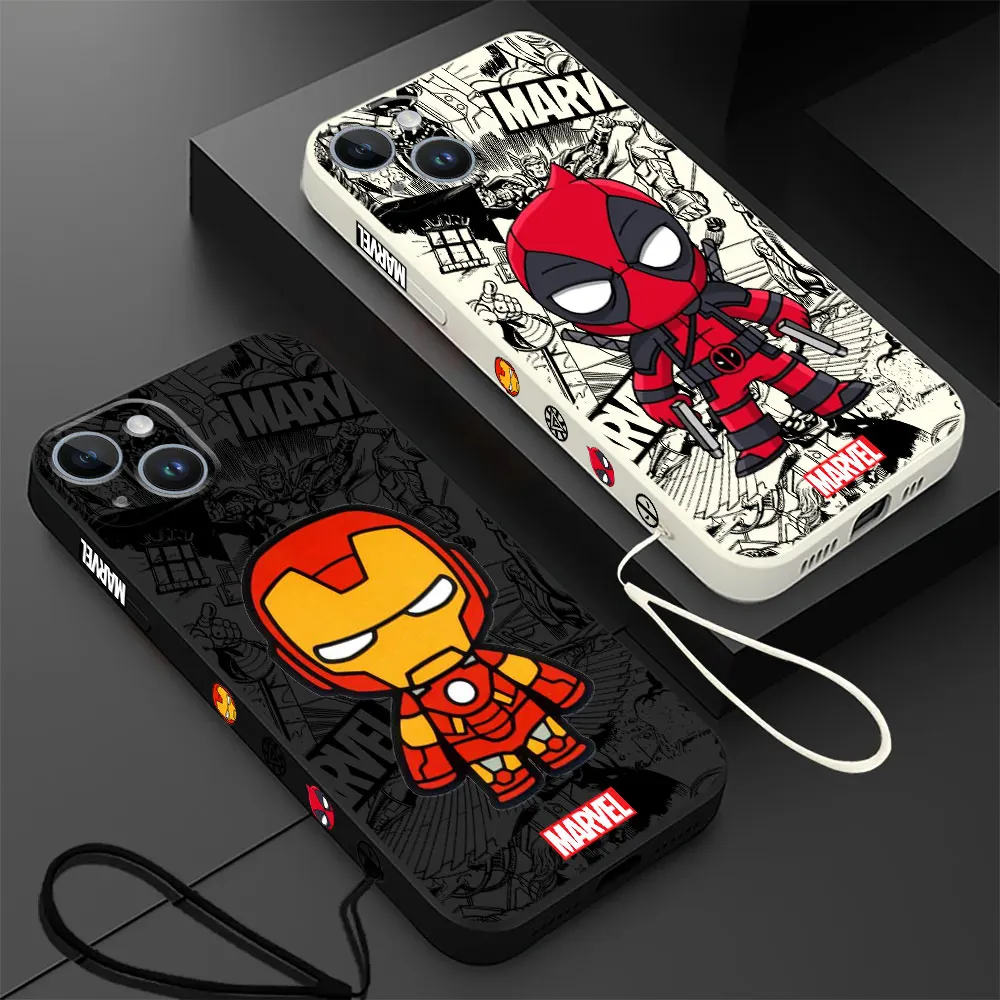 Cartoon-Marvel-Ironman-Deadpool-Case-for-iPhone-12-11-15-Plus-X-7-8-13 ...
