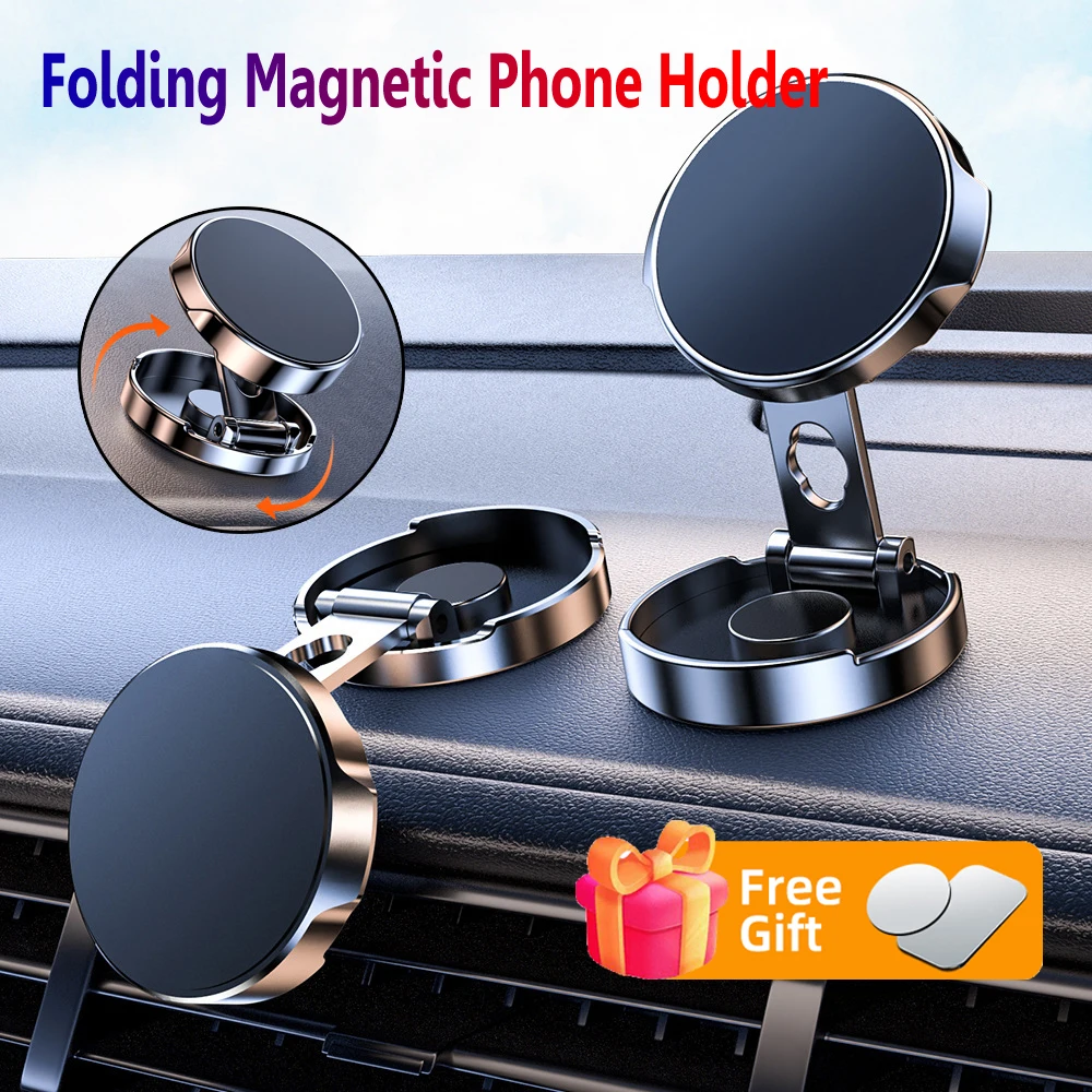 Round-Folding-Magnetic-Car-Holder-360-Degree-Rotatable-Mobile-Phone ...