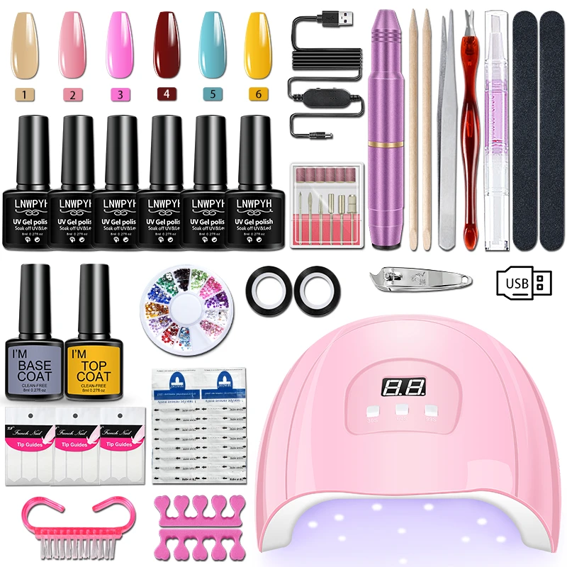 Nail Kit Acrylic Manicure Set UV Lamp And Nail Dril Machine Gel Nails ...