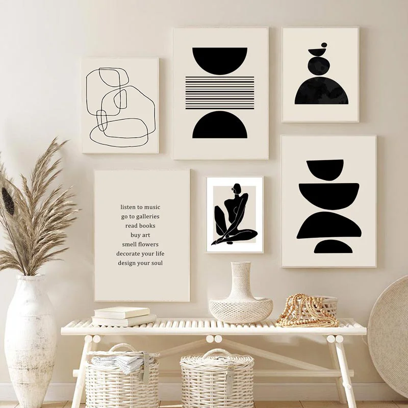 Póster de arte de pared bohemio abstracto, pinturas de lienzo bohemio ...