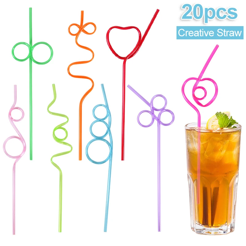 10-20pcs-Creative-Drinking-Straws-Plastic-Unique-Drink-Tube-Kids ...
