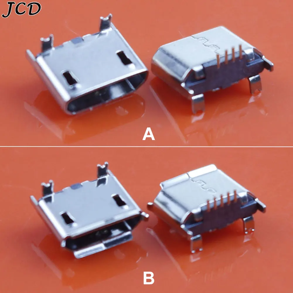 JCD-5Pcs-Micro-5-Pin-Connector-Female-Socket-USB-5P-180-Degree-Vertical ...