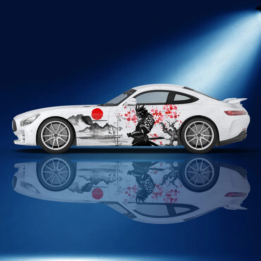 Samurai-Japanese-Plum-Blossom-Ink-Painting-Car-Decal-Side-Graphics-Wrap ...