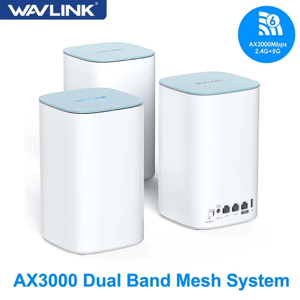 WAVLINK AX3000 WiFi6 Mesh System Dual-Band Whole Home VPN Router ...