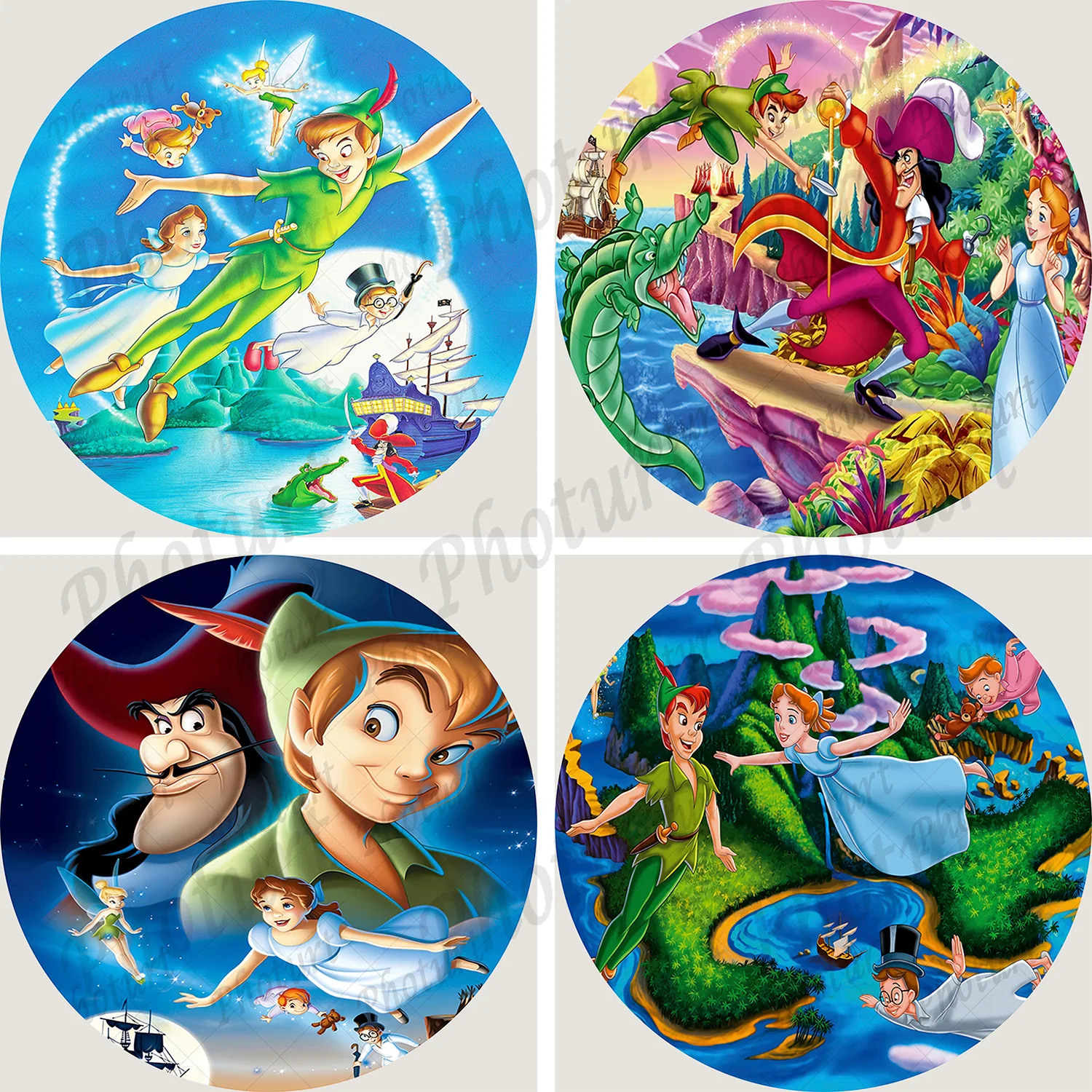Disney-Round-Peter-Pan-Backdrop-Kids-Birthday-Photography-Background ...