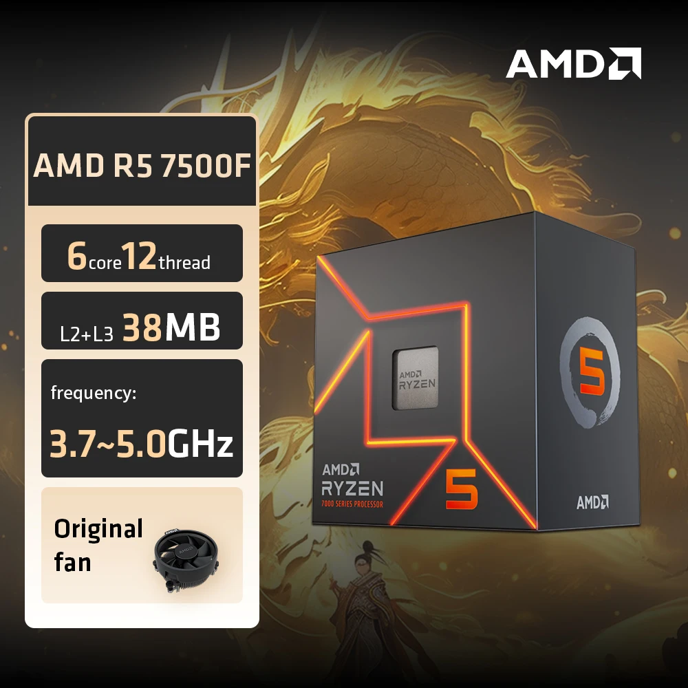 AMD Ryzen 5 7500f CPU Processor With Cooler Fan Brand New R5 7000 ...