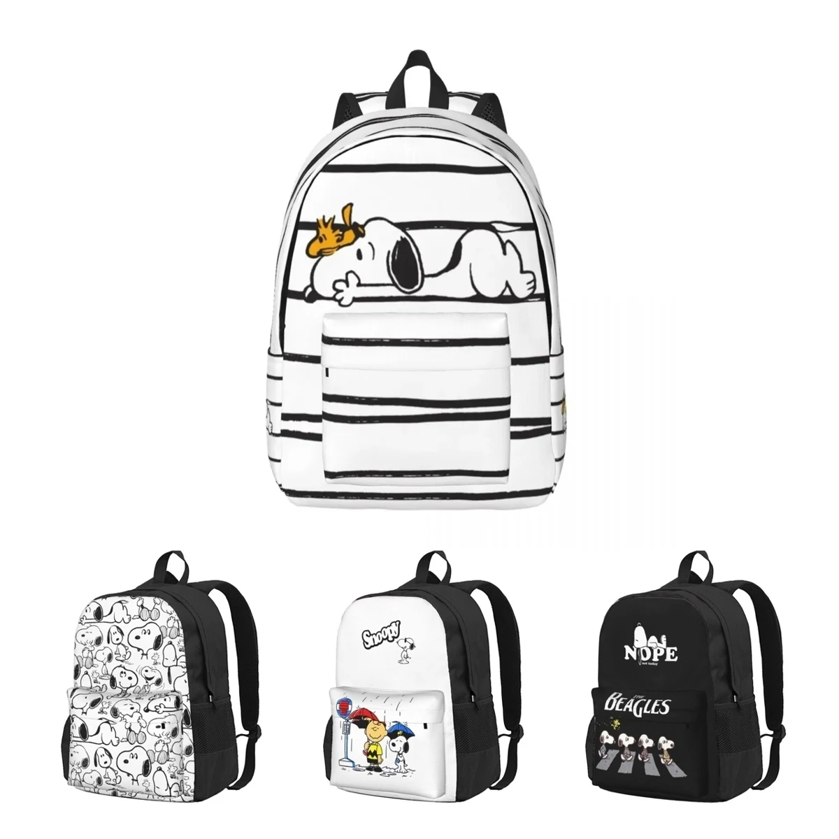 Snoopy-Woodstock-Cartoon-Stripe-Backpack-for-Men-Women-Teenage-Student ...