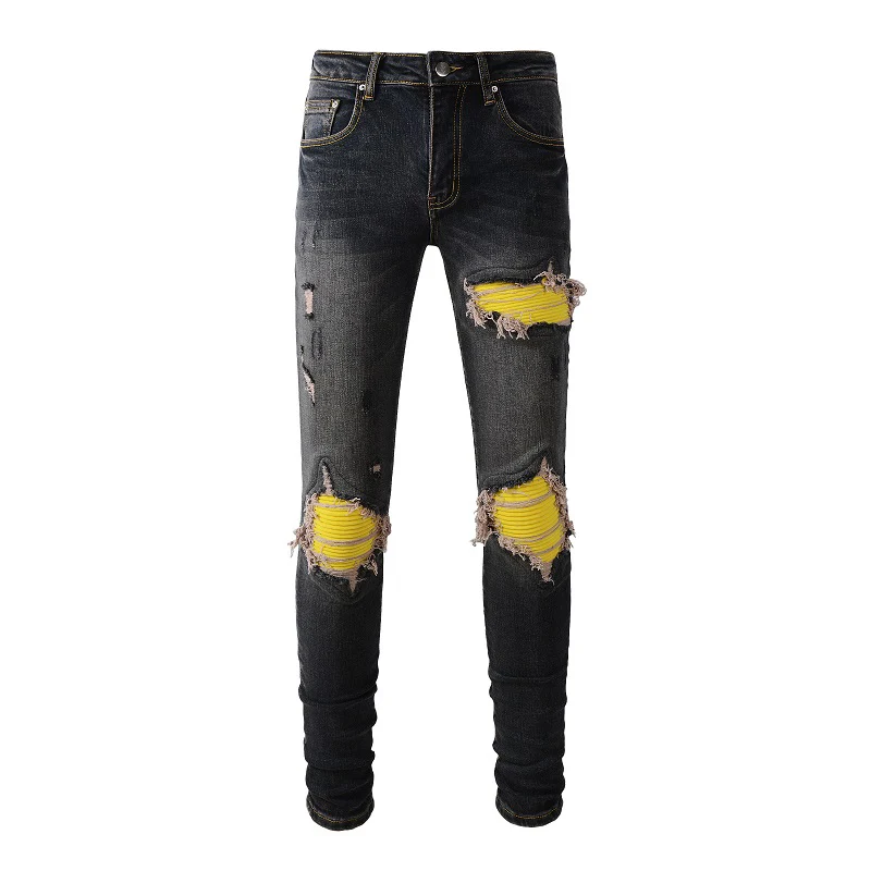 New Arrivals Men's Black Distressed Jean Pants Skinny Ripped Streetwear ...