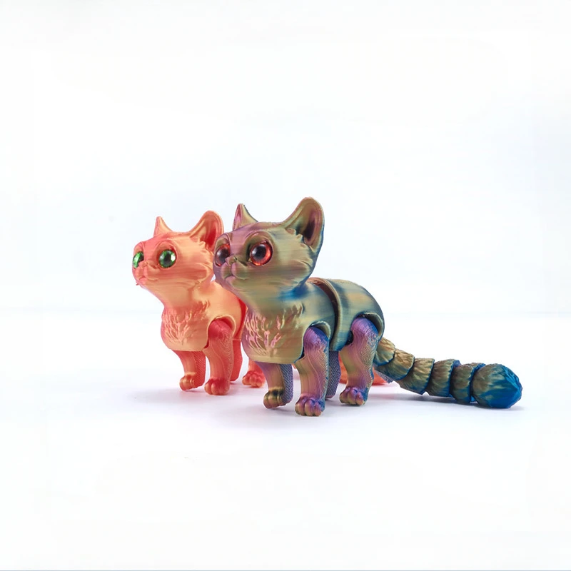 3D Printed Articulated Mini Cute Cat Figure Multi-Joint Movable ...