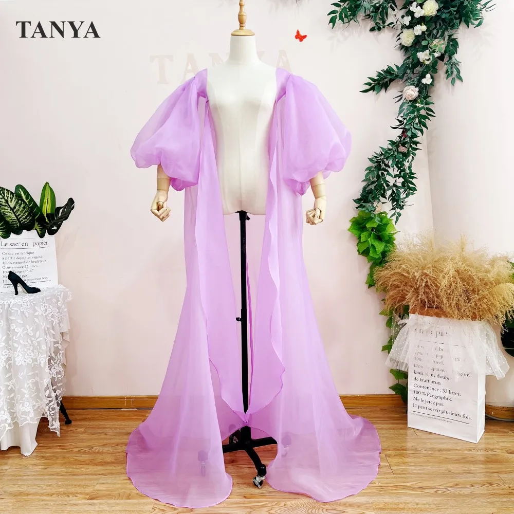 Lavender Long Puffy Sleeves Cape Floor Length A Line Bohemian Elegant ...