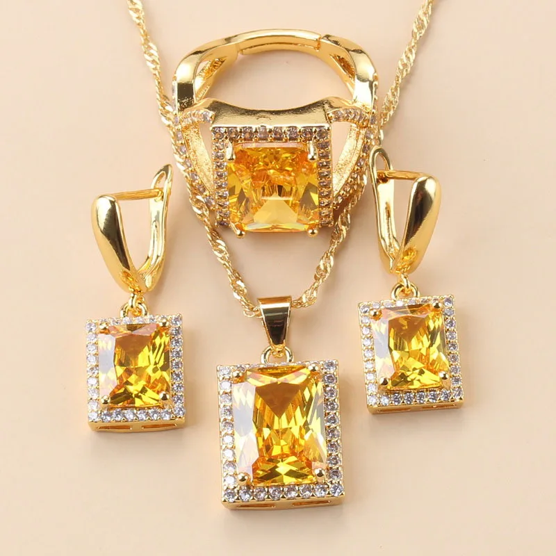 New Dubai Gold Color Jewelry Sets For Women Necklace And Earring ...