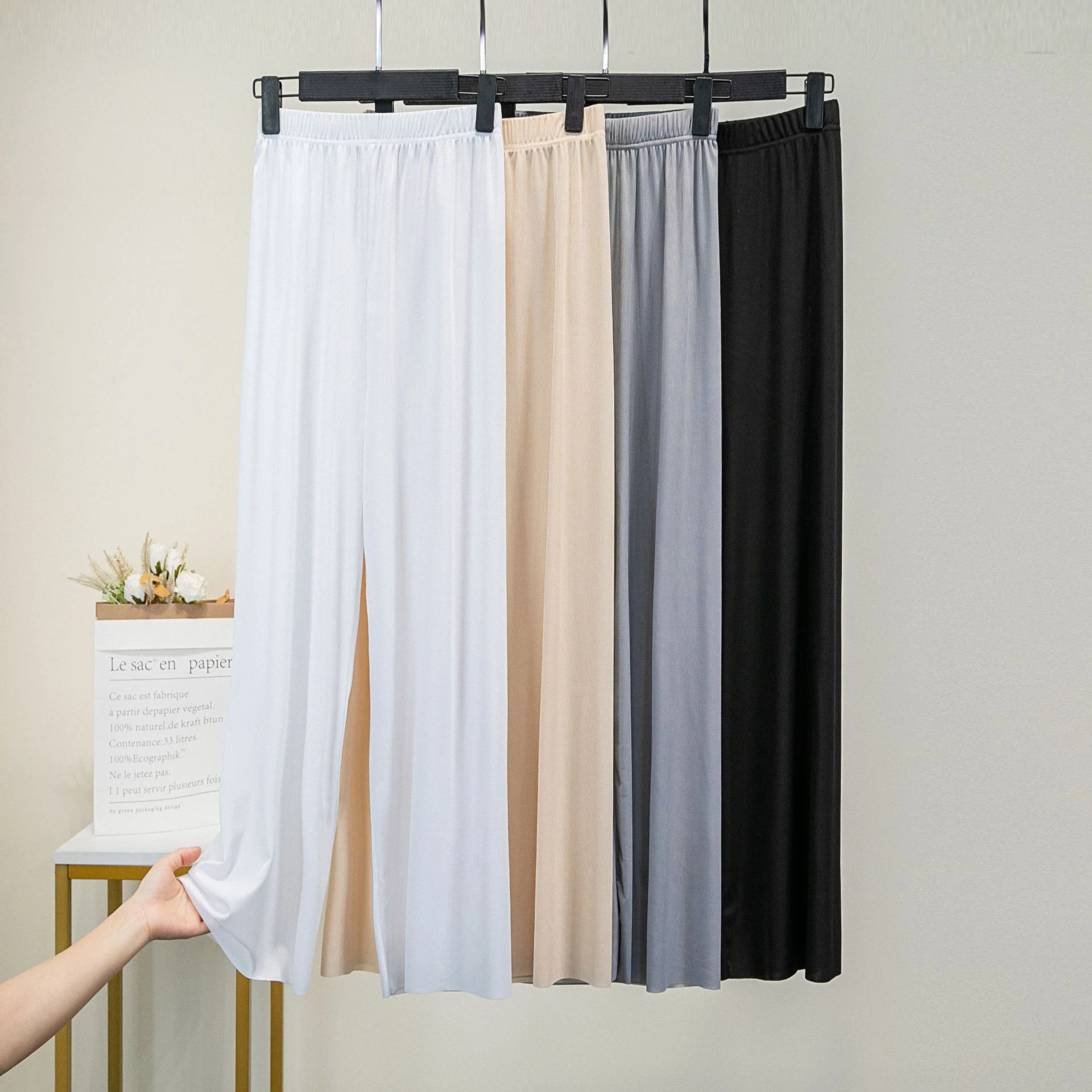 Loose Black Trousers Silk | Slacks Pants Women | Pants Summer Thin Wide ...