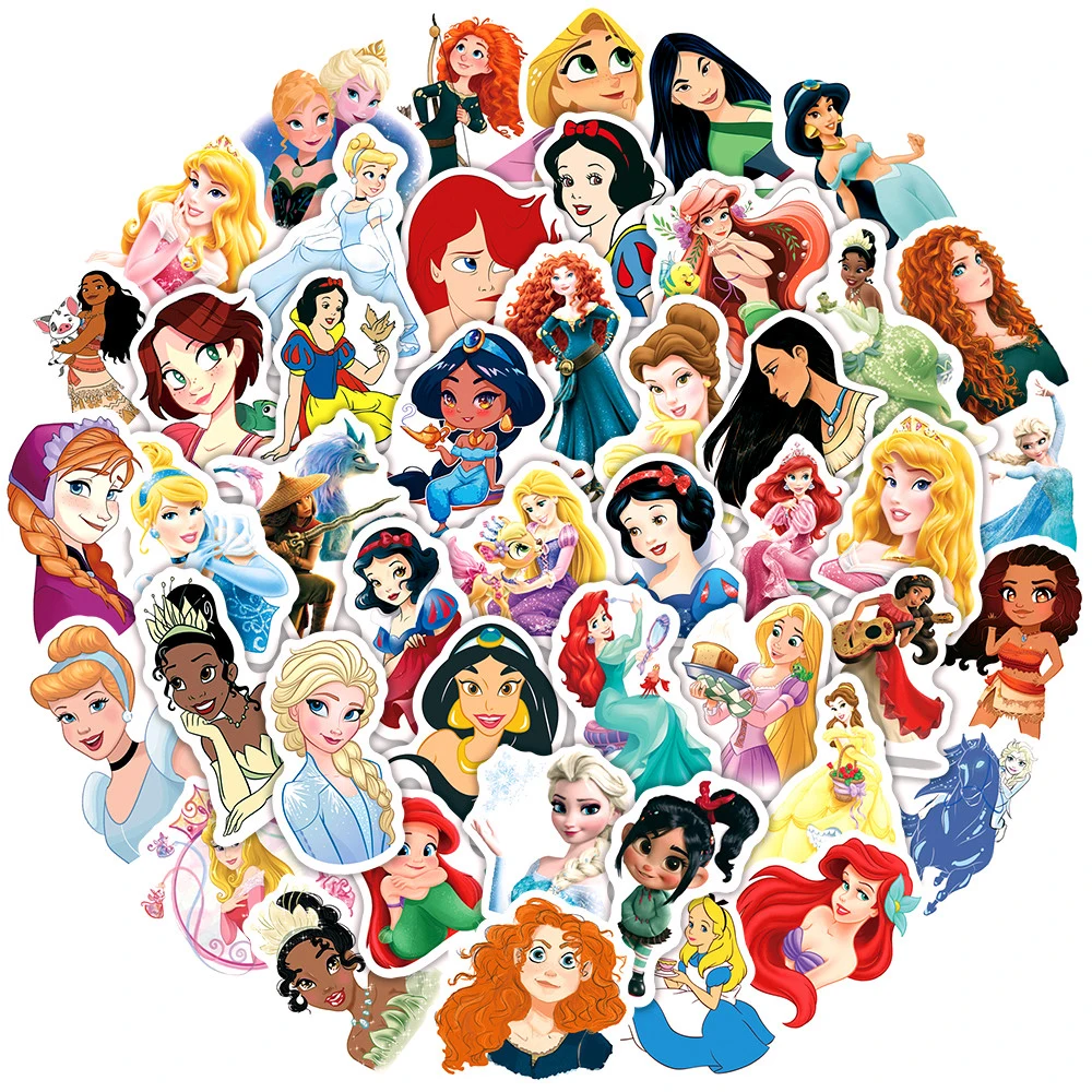 10/30/50pcs Cartoon Disney Cute Princess Stickers Aesthetic Decal ...