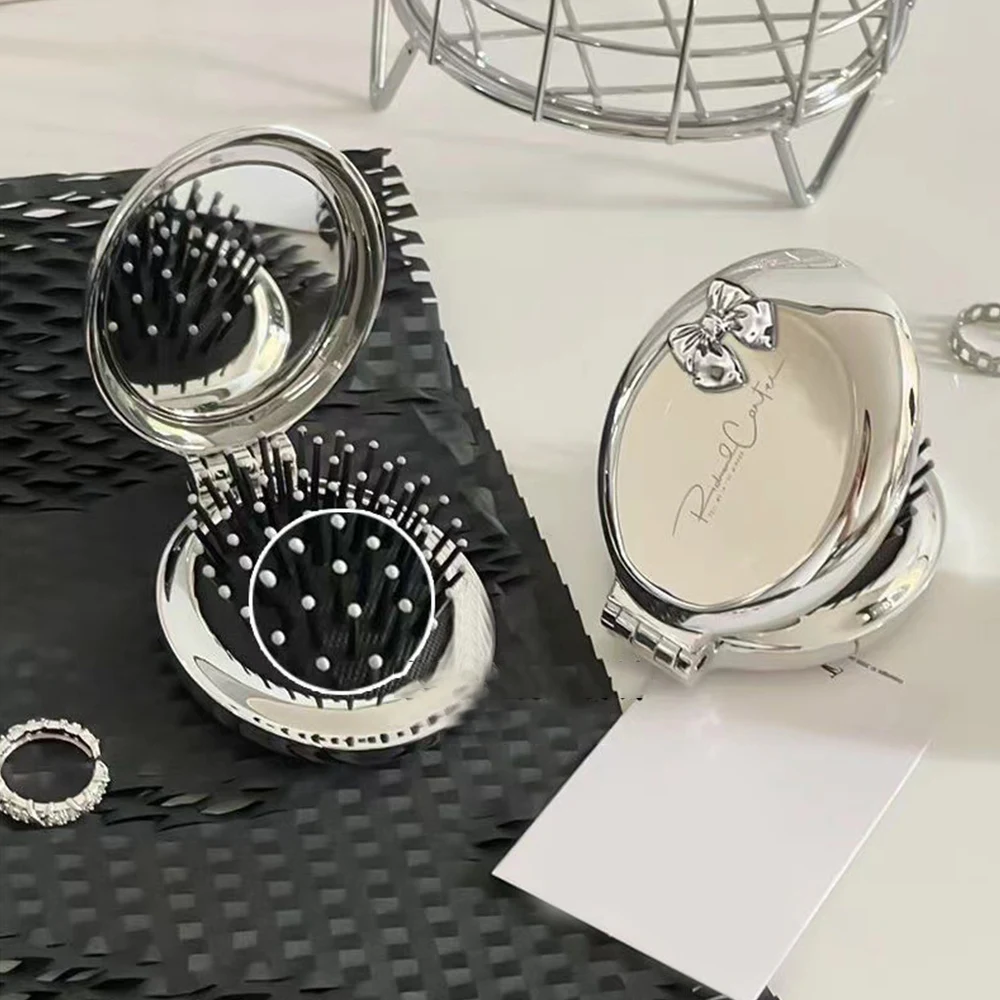 Folding-Comb-Mini-Silver-Pocket-Mirror-Girl-Women-Portable-Round-Small ...