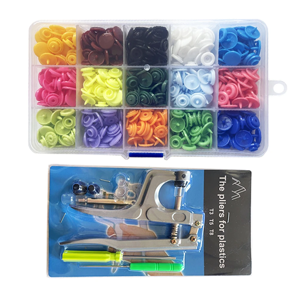 U-Shape-Fastener-Snap-Pliers-240-Sets-T5-Snap-Poppers-Plastic-Buttons ...