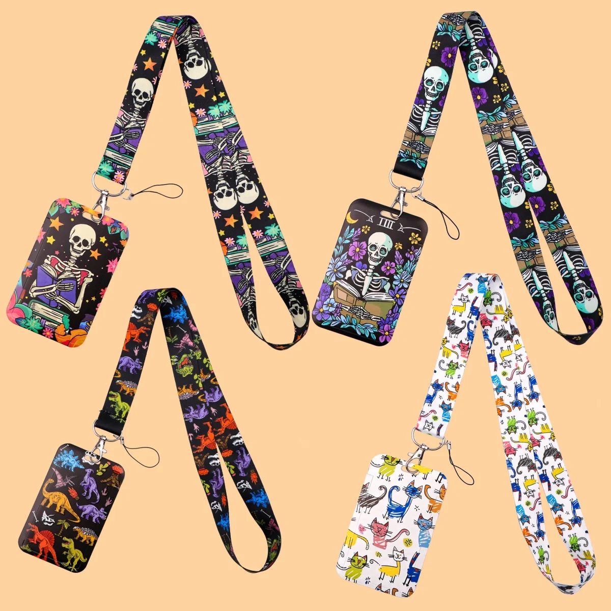 Skeleton Keychain Lanyard for Keys ID Badge Holder Credit Card Neck ...