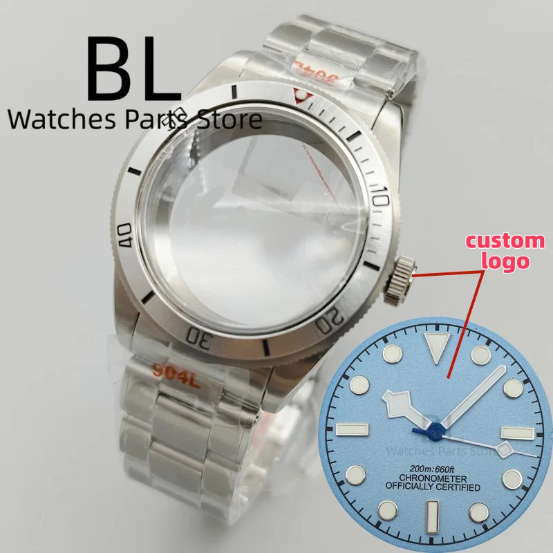 BLIGER 39mm Silver Watch Case Sapphire Stainless Steel Folding Buckle ...