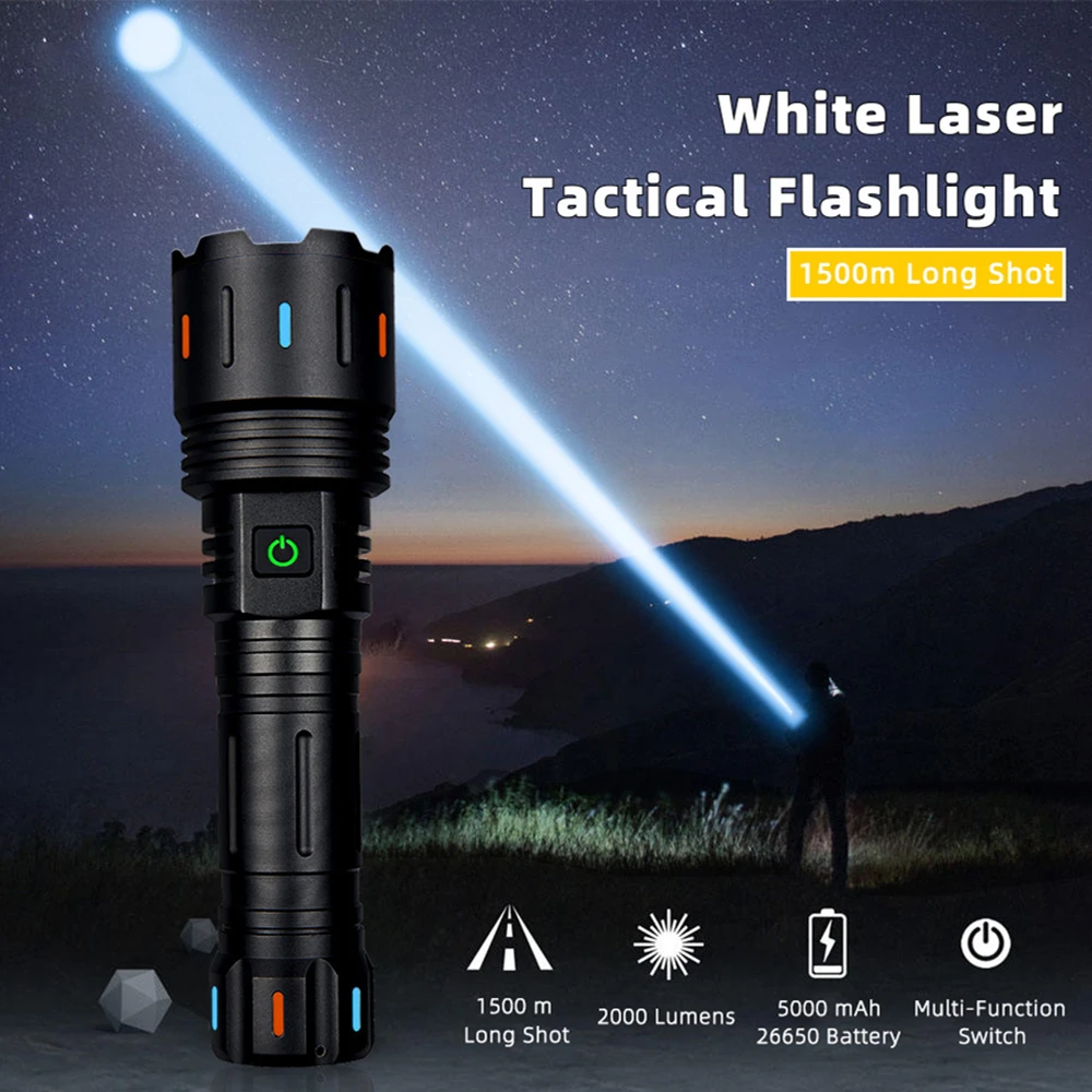 White-Laser-Spotlight-LED-Flashlight-LED-Super-Long-Shot-Lighting ...