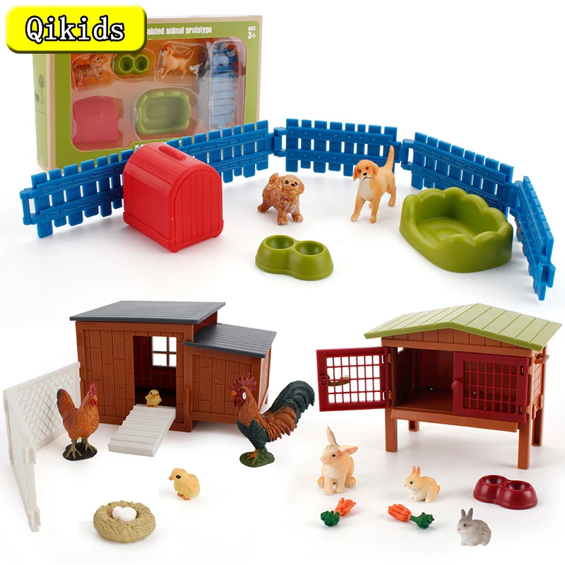 Simulation-Farm-Ranch-Scene-Model-Toy-Set-Rabbit-Rooster-Hen-With ...