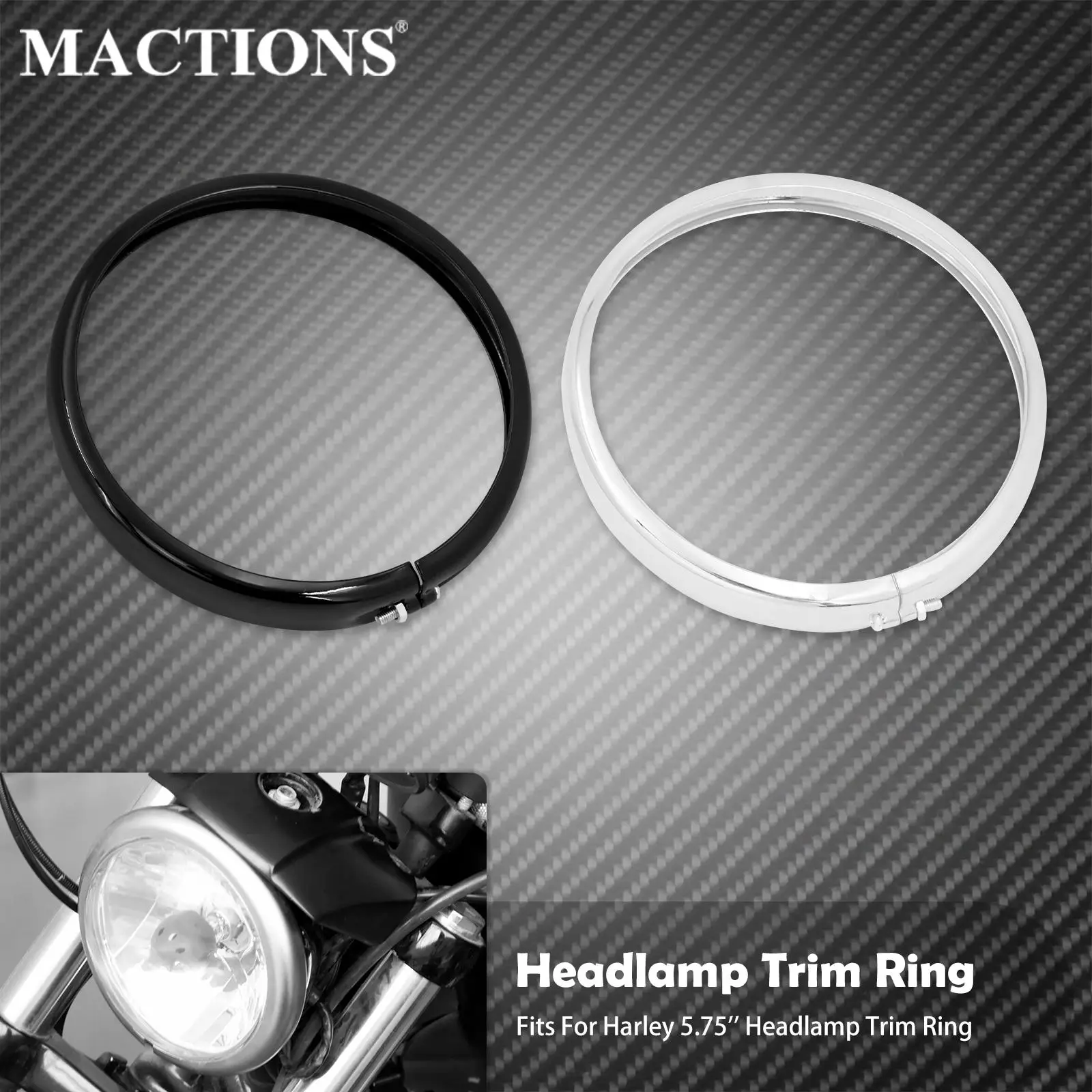 Motorcycle-Black-Chrome-5-75-Headlight-Headlamp-Trim-Ring-For-Harley ...