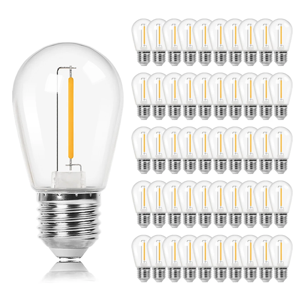 S14 1W LED String Light Bulbs Equal to 11W E27 Base Vintage Edison ...