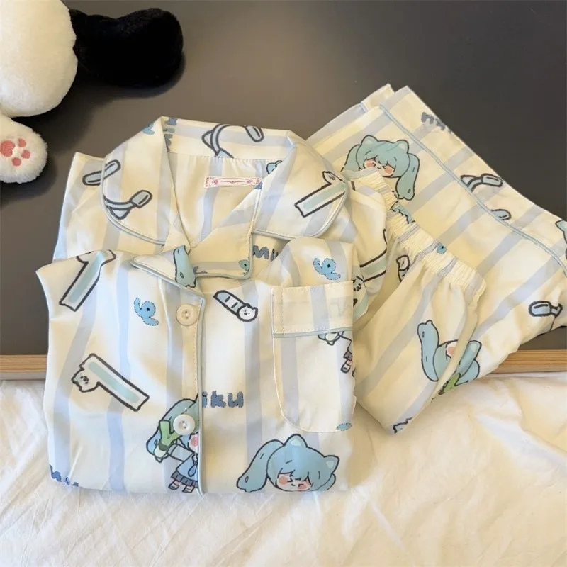 Hatsune Miku ice silk pajamas summer thin girlish heart cute Two ...