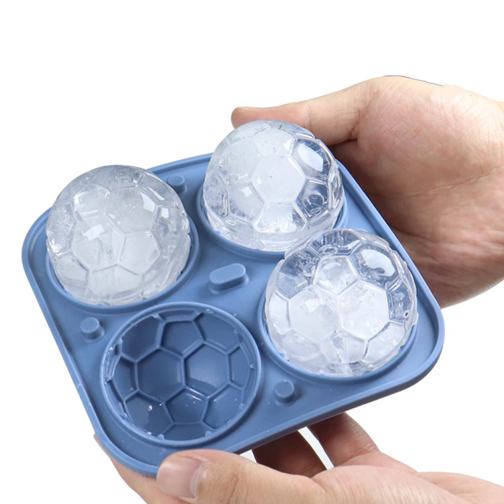 3D-Soccer-Silicone-Molds-Ice-Cube-Tray-With-Lid-4-Holes-Football-Rugby ...